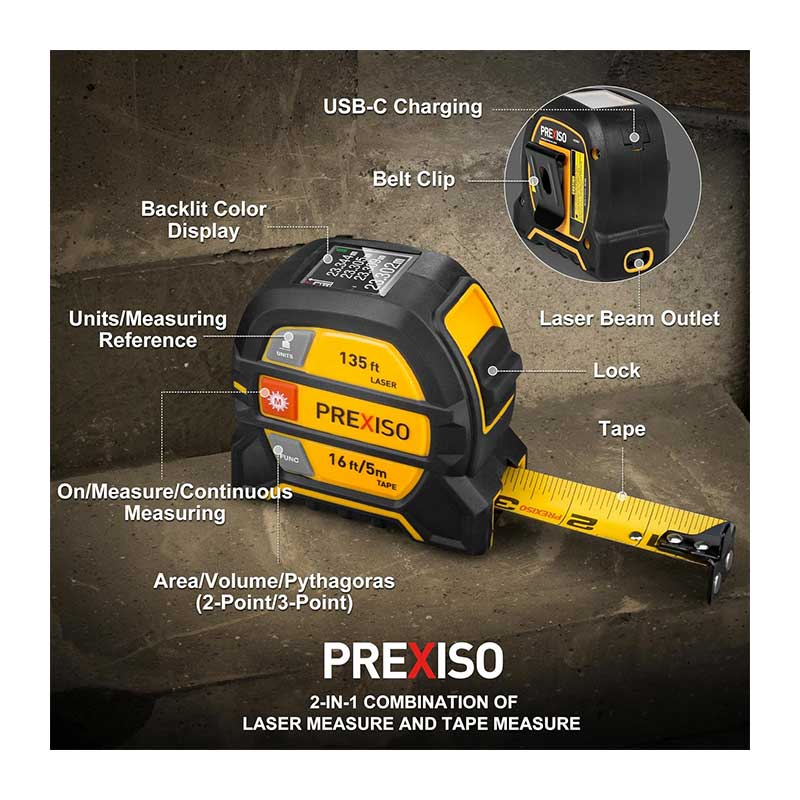 متر لیزری قابل شارژ مدل PLT40LIAU برند Prexiso - فروشگاه وی وان